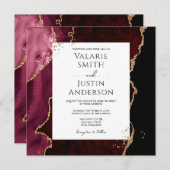 Burgundy and Gold Agate Stone Wedding Invitation | Zazzle