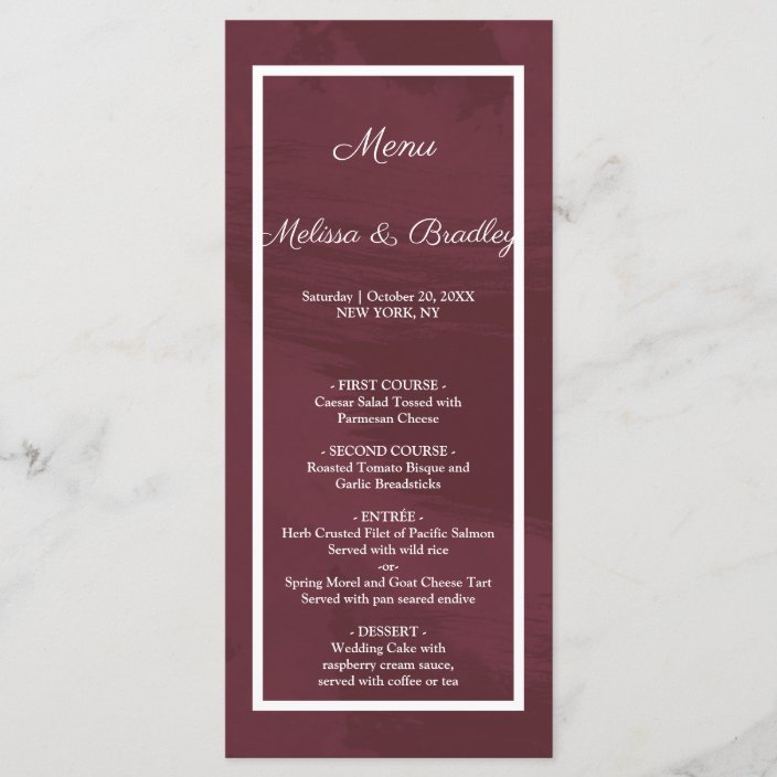 Burgundy and Gold Glitter Pocket Menu | Zazzle.com