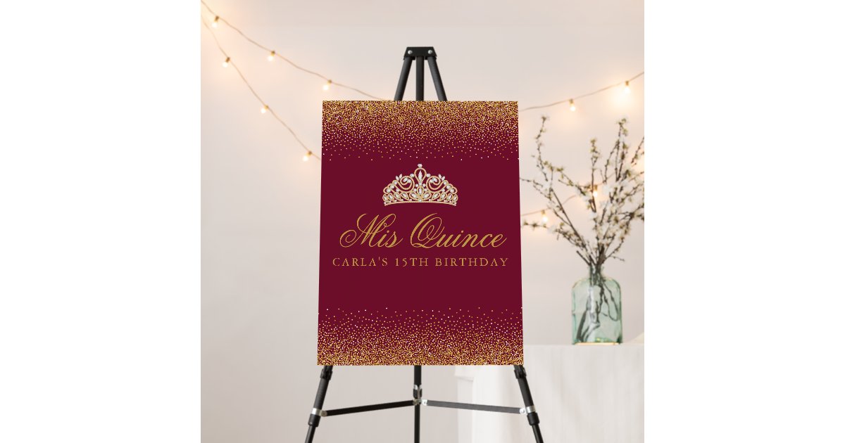 Burgundy and Gold Glitter Welcome Sign | Zazzle