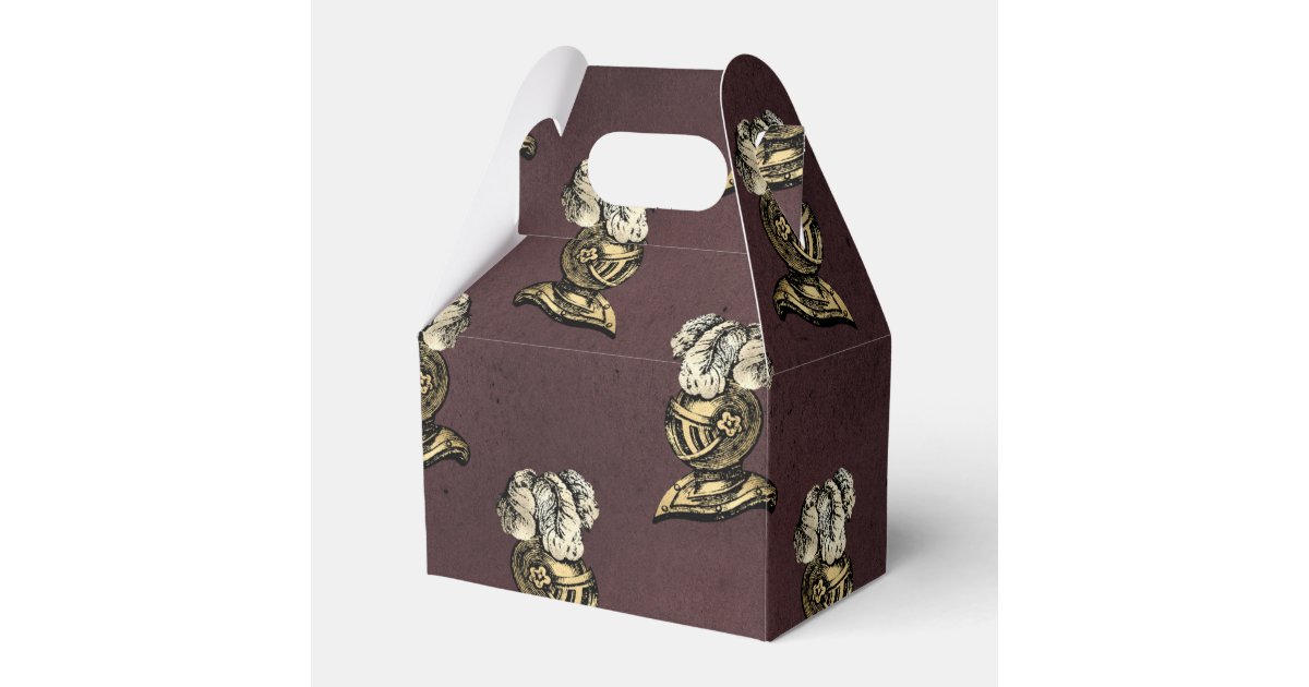 Burgundy and Gold Knight Pattern Favor Boxes | Zazzle