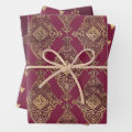 Burgundy and Gold Paris themed Wrapping Paper Sheets | Zazzle