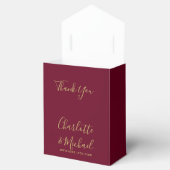 Burgundy and Gold Script Elegant Wedding Favor Boxes | Zazzle