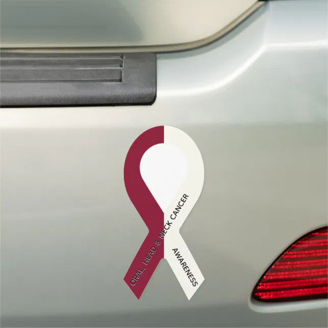Burgundy and Ivory Cancer Awareness Ribbon Car Magnet | Zazzle