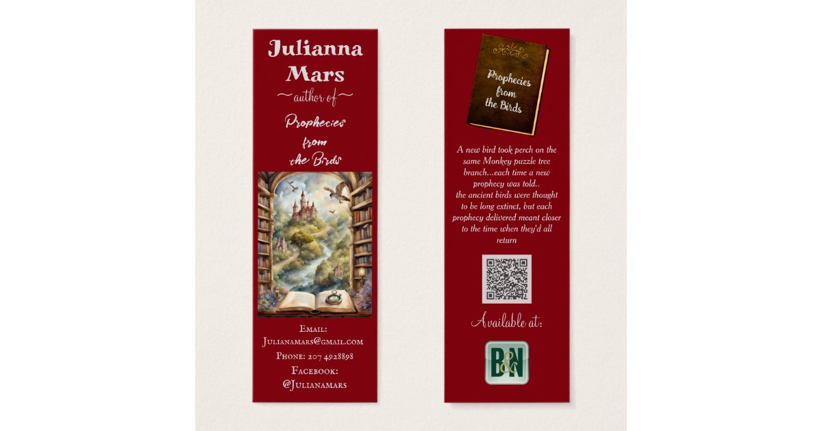 Burgundy Author's Promotional Material Bookmarks | Zazzle