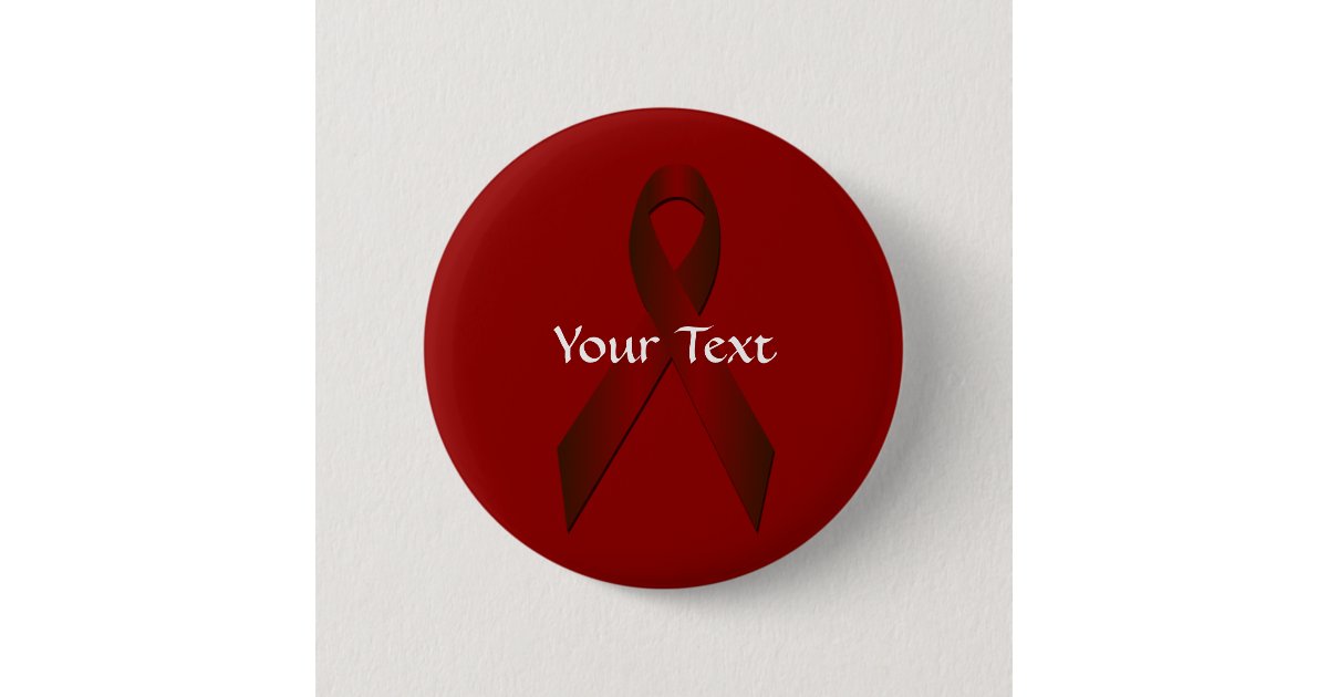 Burgundy Awareness Ribbon Button Template | Zazzle