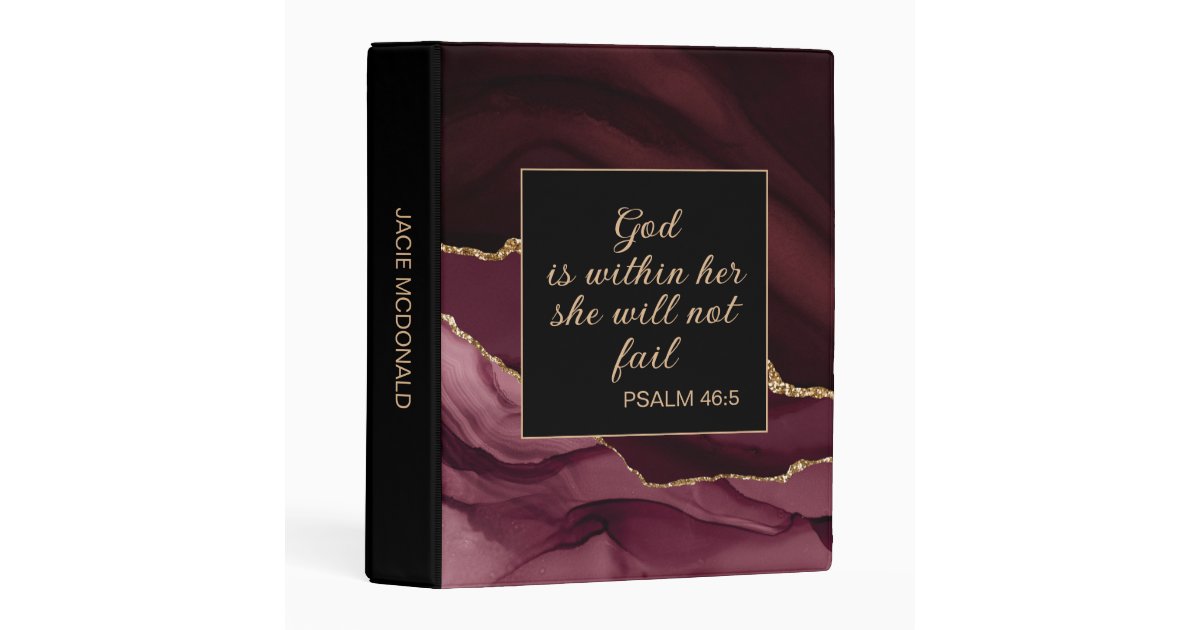 Burgundy Black Gold Marble Christian Mini Binder | Zazzle