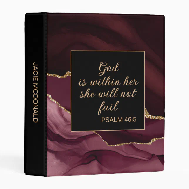 Burgundy Black Gold Marble Christian Mini Binder | Zazzle