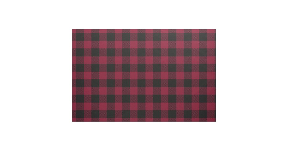 Burgundy Black XXL Buffalo Check Plaid Tartan Fabric | Zazzle