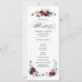 Burgundy | Blue | Red Floral Wedding Program | Zazzle
