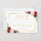 Burgundy Blush Floral Gold Frame Wedding RSVP Card | Zazzle
