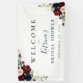 Burgundy Blush Navy Watercolor Floral Banner | Zazzle