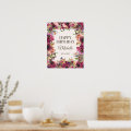 Burgundy Blush Pink Happy Birthday Party Poster | Zazzle