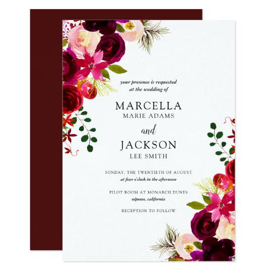 Burgundy & Blush Wedding Invitation | Zazzle.com