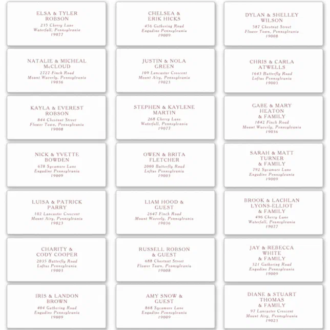 Burgundy Boho Wedding Guest Address Labels | Zazzle