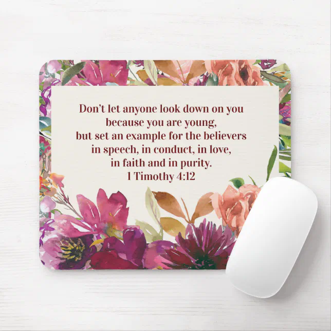 Burgundy Coral Floral Christian Bible Verse Mouse Pad | Zazzle