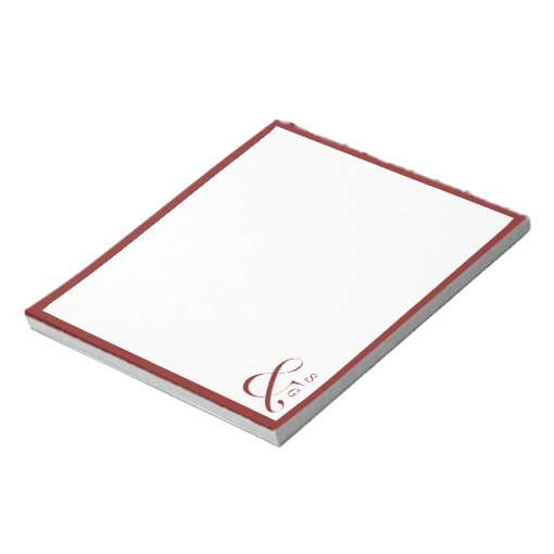 Burgundy couple's monogram personalized Stationery Notepad | Zazzle