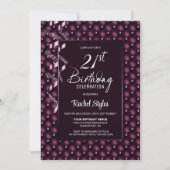 Burgundy Diamond Pattern 21st Birthday Party Invitation | Zazzle