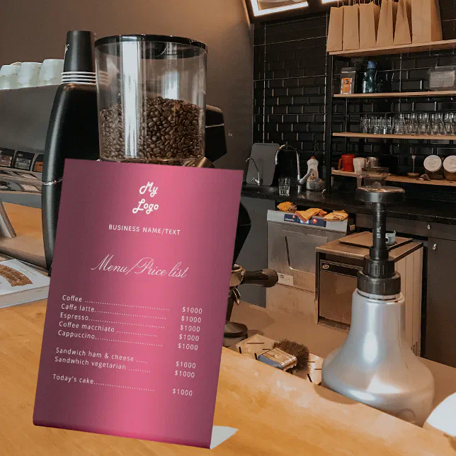 Burgundy elegant menu price list pedestal sign | Zazzle