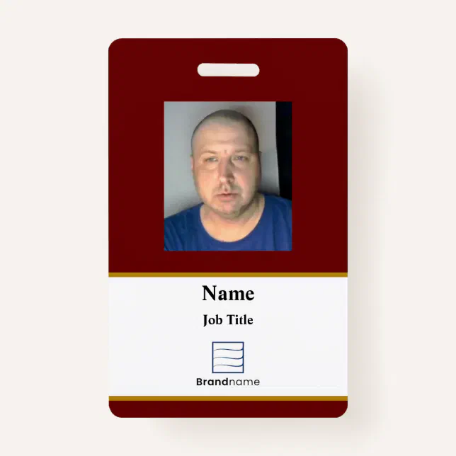 Burgundy Employee ID Badge | Zazzle