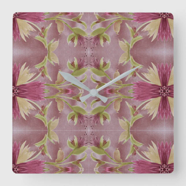 Burgundy Floral Clock | Zazzle