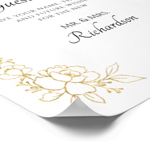 Burgundy Floral Gold Foil Sign Our Guestbook Sign | Zazzle