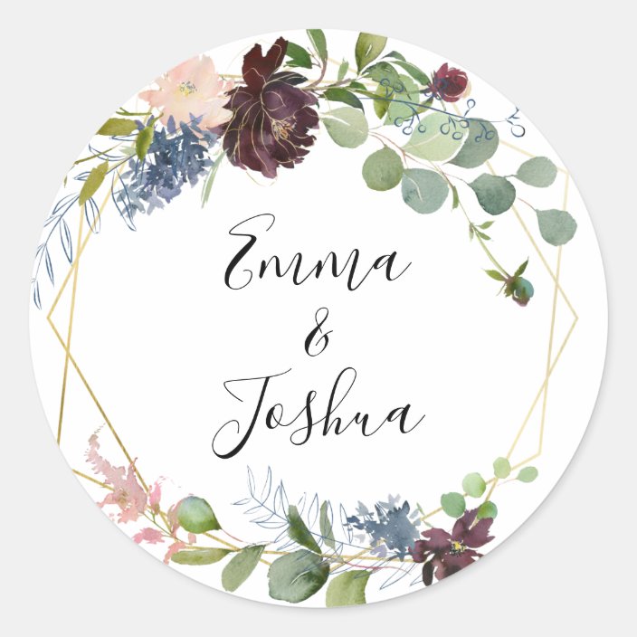 Burgundy Floral & Greenery Wedding Envelope Seals | Zazzle.com
