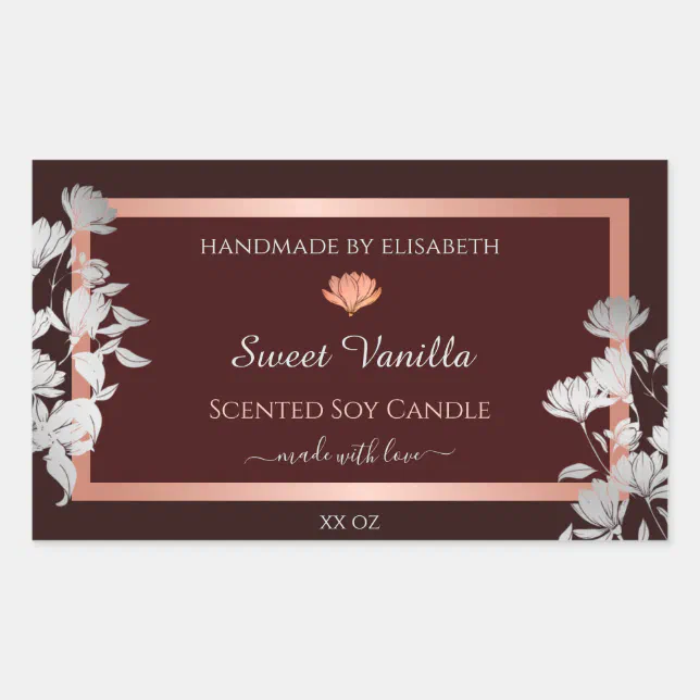 Burgundy Floral Product Packaging Labels Flowers | Zazzle