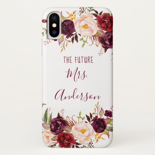 Burgundy Floral Rustic The Future Mrs Personalized Case-Mate iPhone ...