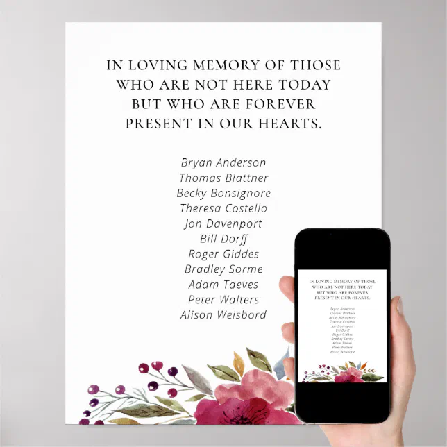 Burgundy Floral School Class Reunion Memorial Poster | Zazzle