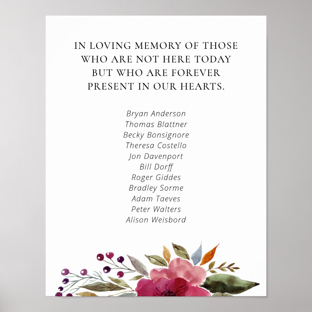 Burgundy Floral School Class Reunion Memorial Poster | Zazzle