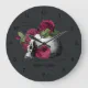 Burgundy Floral Skull Gothic Skull Large Clock | Zazzle