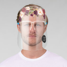 Burgundy Floral Watercolor Logo Hair Makeup Salon Face Shield | Zazzle