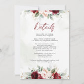 Burgundy Floral Wedding Invitation with Details | Zazzle