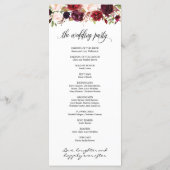Burgundy Floral Wedding program card | Zazzle