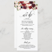 Burgundy Floral Wedding program card | Zazzle