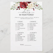 Burgundy floral what's in your purse game | Zazzle