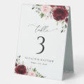 Burgundy Flowers, Pink Flowers, Table Numbers Table Tent | Zazzle