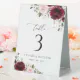 Burgundy Flowers, Pink Flowers, Table Numbers Table Tent | Zazzle