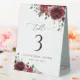 Burgundy Flowers, Red Flowers, Boho, Table Numbers Table Tent Sign | Zazzle