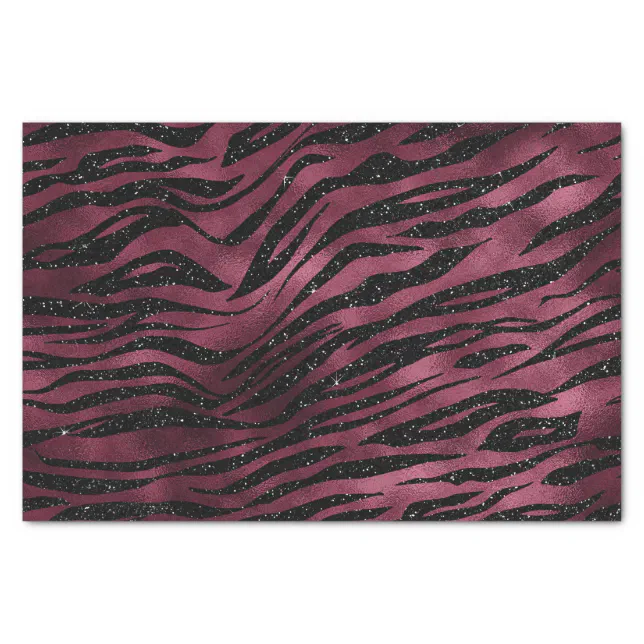 Burgundy Glam Foil Glitter Tiger Stripes Tissue Paper | Zazzle