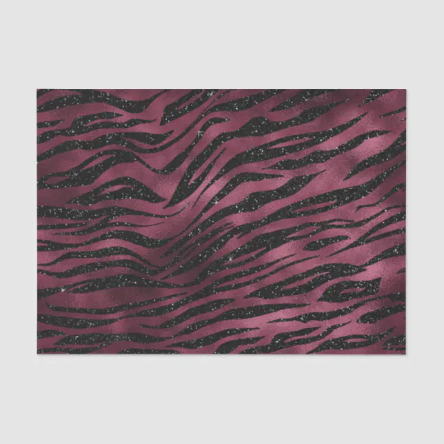 Burgundy Glam Foil Glitter Tiger Stripes Tissue Paper | Zazzle