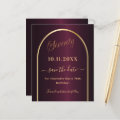 Burgundy gold 70th birthday save the date card | Zazzle