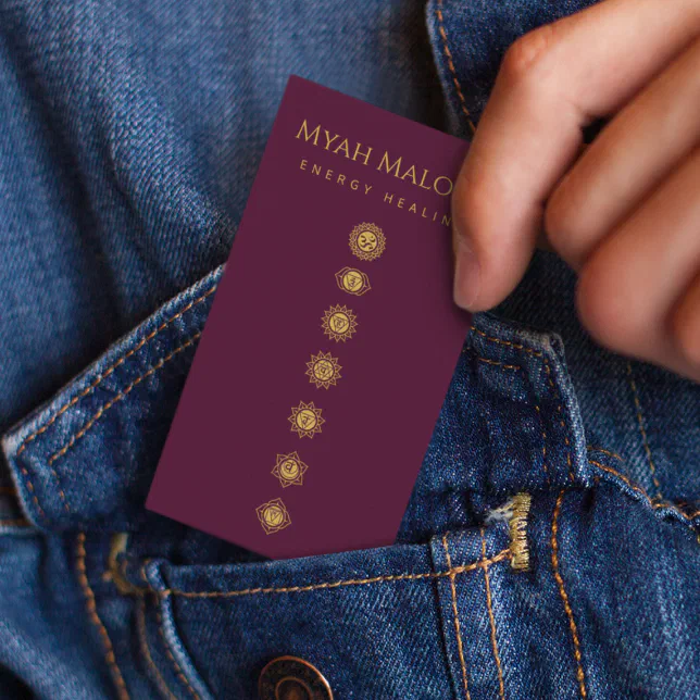 burgundy & Gold Chakra Energy Healer Business Card | Zazzle