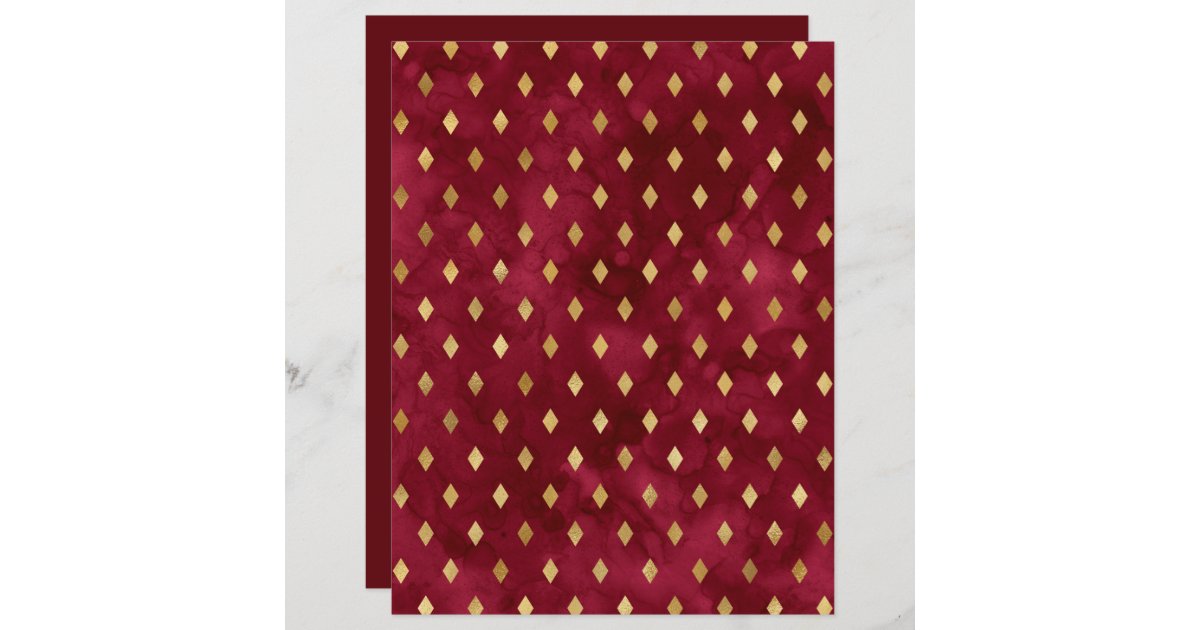 Burgundy Gold Diamond Pattern Scrapbook Paper | Zazzle