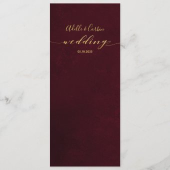 Burgundy & Gold Fancy Cursive Calligraphy Menu | Zazzle