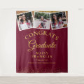 Burgundy Gold Glitter Graduation 3 Photo Backdrop | Zazzle