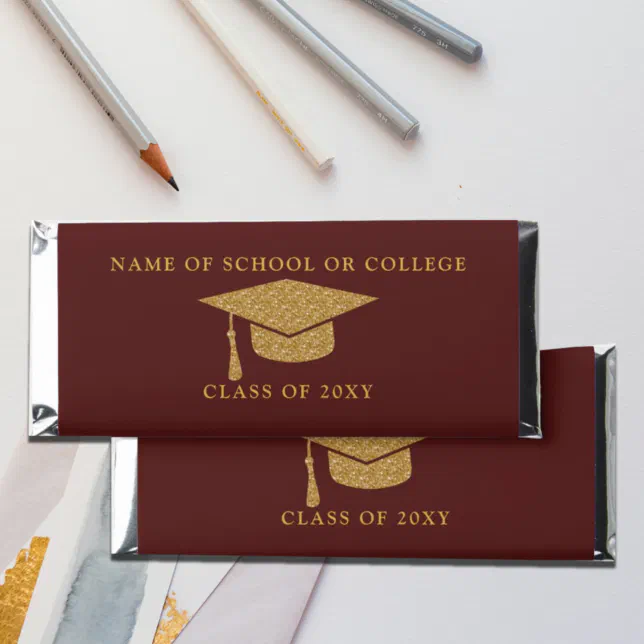 Burgundy Gold Graduation Hat Graduation Party Her Hershey Bar Favors ...