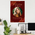 Burgundy & Gold Photo Funeral Memorial Sign | Zazzle