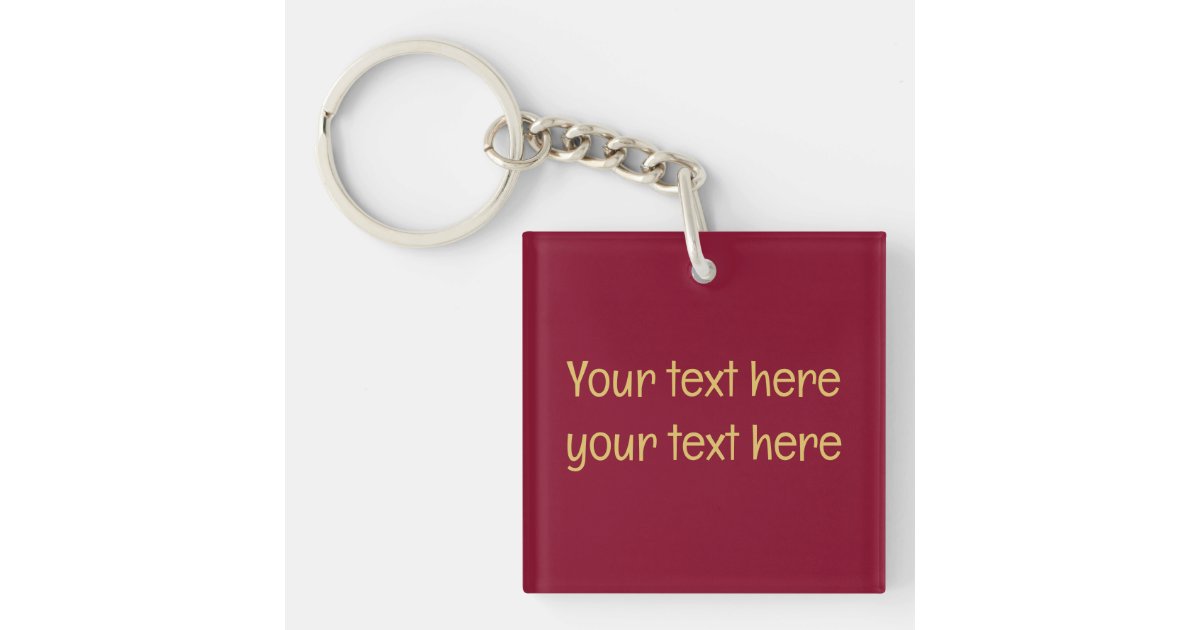 Burgundy Gold Professional Trendy Minimalist Text Keychain | Zazzle