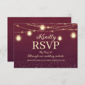 Burgundy Gold String Lights Lanterns Wedding RSVP Invitation | Zazzle